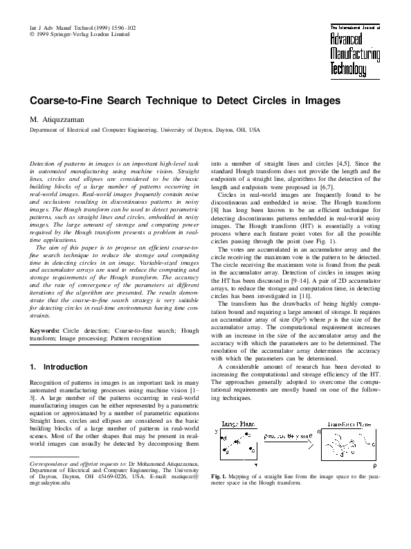 (PDF) Coarse-to-fine search technique to detect circles in images