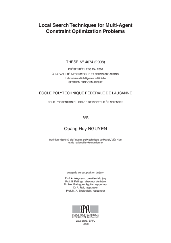 (PDF) Local search techniques for multi-agent constraint optimization problems