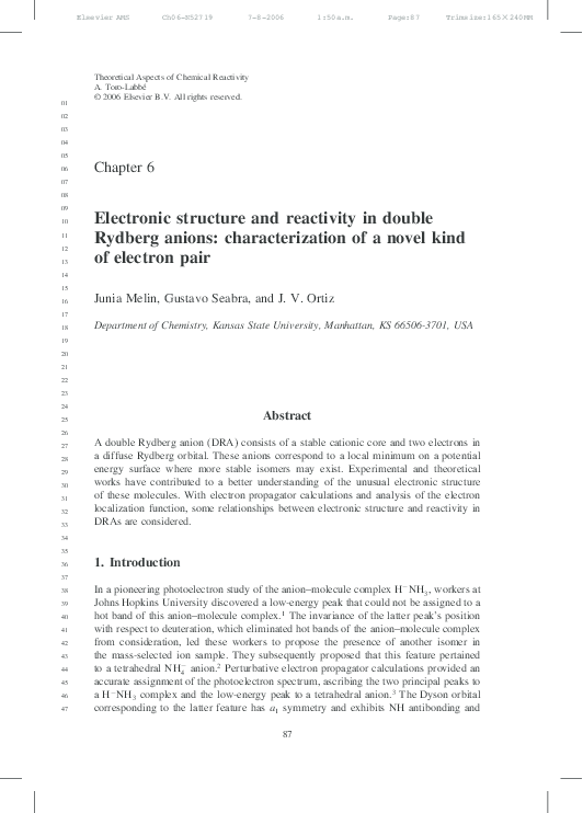 (PDF) Electronic structure and reactivity in double Rydberg anions ... (PDF) Electronic structure and reactivity in double Rydberg anions ...