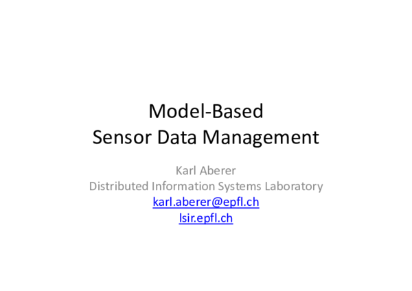 (PDF) Model-Based Sensor Data Management