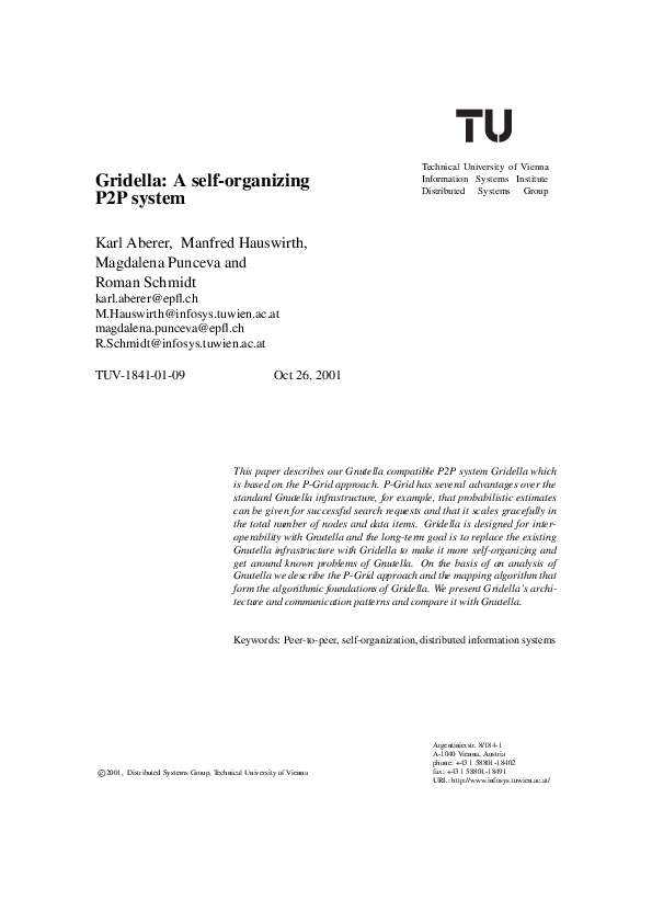 (PDF) Gridella: A self-organizing P2P system