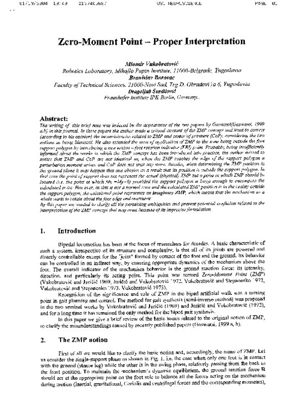 (PDF) Zero-Moment Point-Proper Interpretation