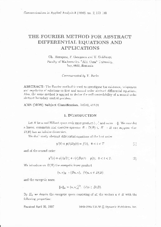 (PDF) The Fourier method for abstract differential equations and ...