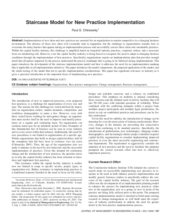 (PDF) Staircase model for new practice implementation