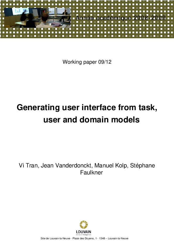 Pdf Generating User Interface From Task User And Domain Models