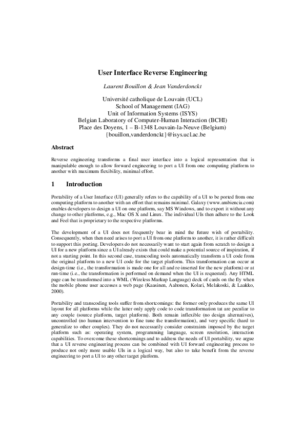 (PDF) User interface reverse engineering
