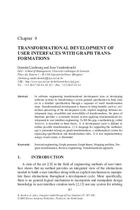 (PDF) Transformational development of user interfaces with graph transformations