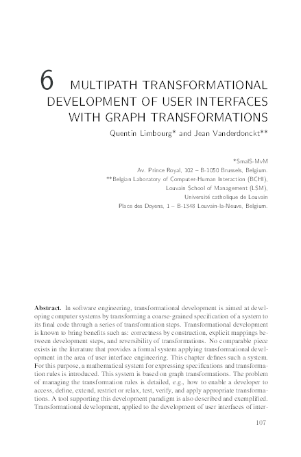 (PDF) Multipath Transformational Development of User Interfaces with Graph Transformations
