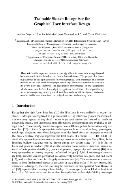 (PDF) Trainable sketch recognizer for graphical user interface design