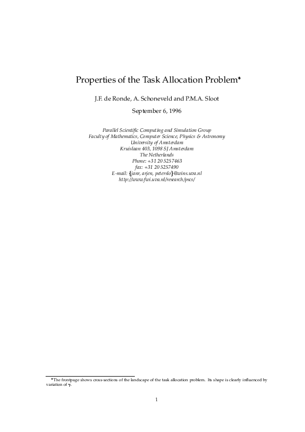 (PDF) Properties of the task allocation problem