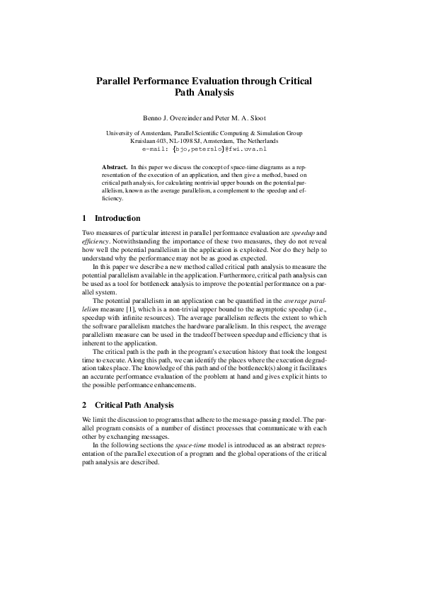 (PDF) Parallel performance evaluation through critical path analysis