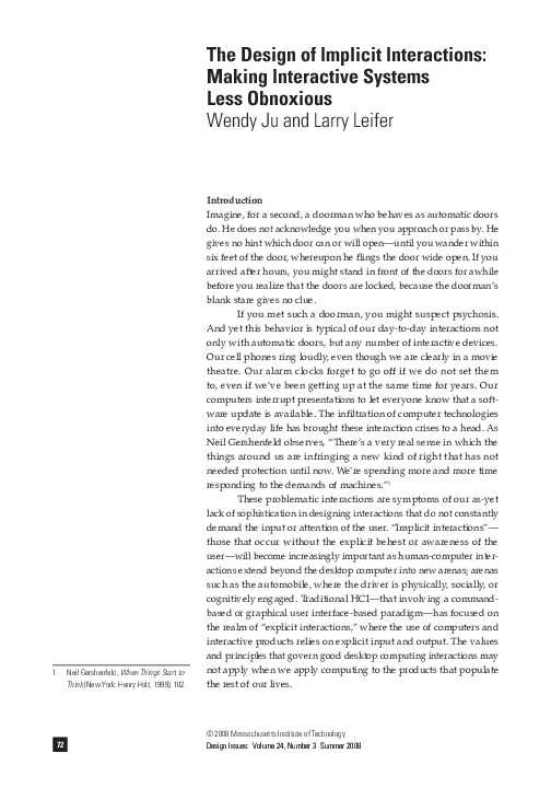 (PDF) The design of implicit interactions: Making interactive systems ...