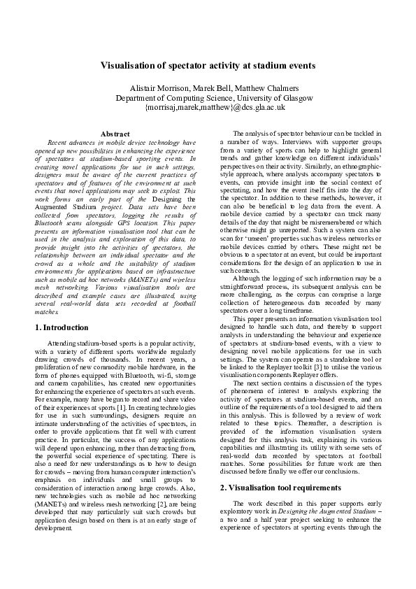 (PDF) Visualisation of spectator activity at stadium events