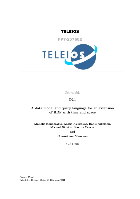 (PDF) A data model and query language for an extension of rdf with time and space