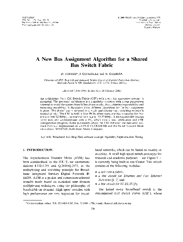 Pdf A New Bus Assignment Algorithm For A Shared Bus Switch Fabric