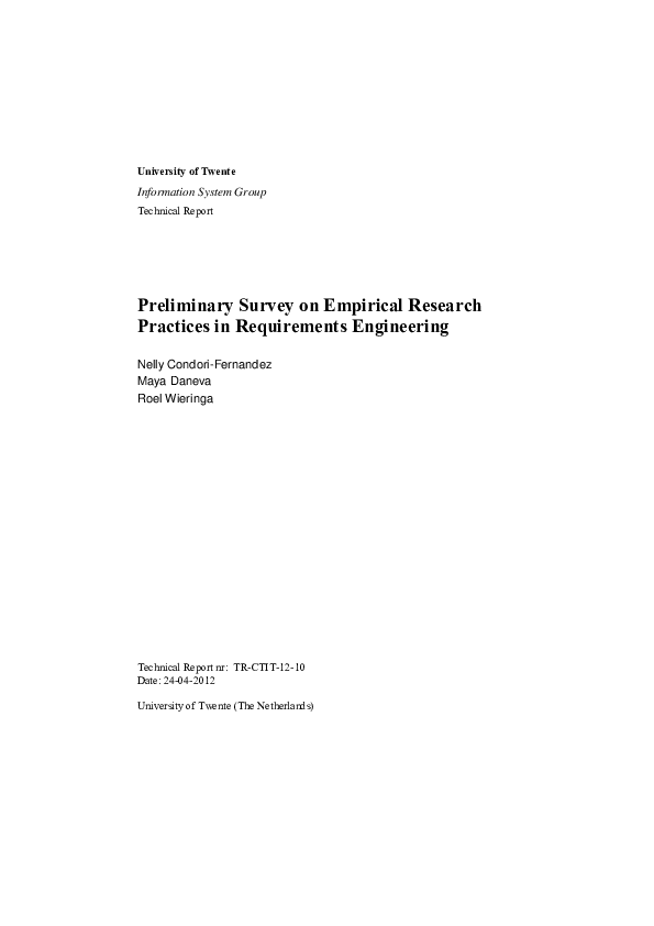 (PDF) Preliminary Survey on Empirical Research Practices in ...