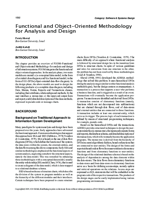 (PDF) Functional and Object-Oriented Methodology for Analysis and Design