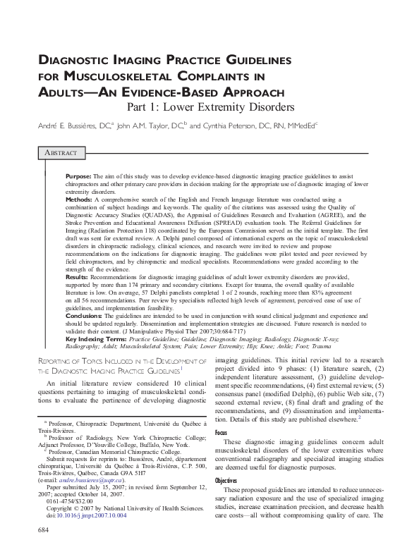 (PDF) DIAGNOSTIC IMAGING PRACTICE GUIDELINES FOR MUSCULOSKELETAL ...