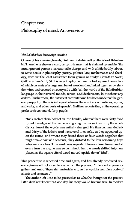 (PDF) Chapter 2: Philosophy of Mind. An Overview