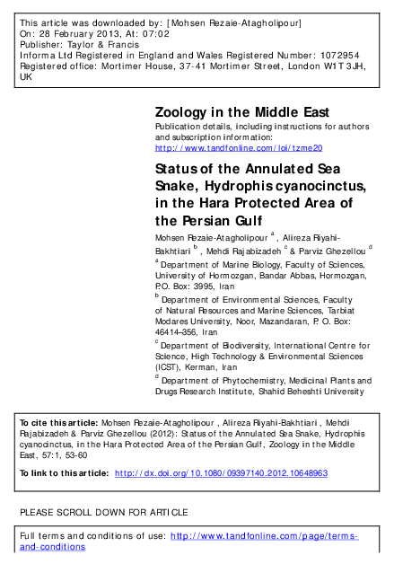 (PDF) Status of the Annulated Sea Snake, Hydrophis cyanocinctus, in the ...
