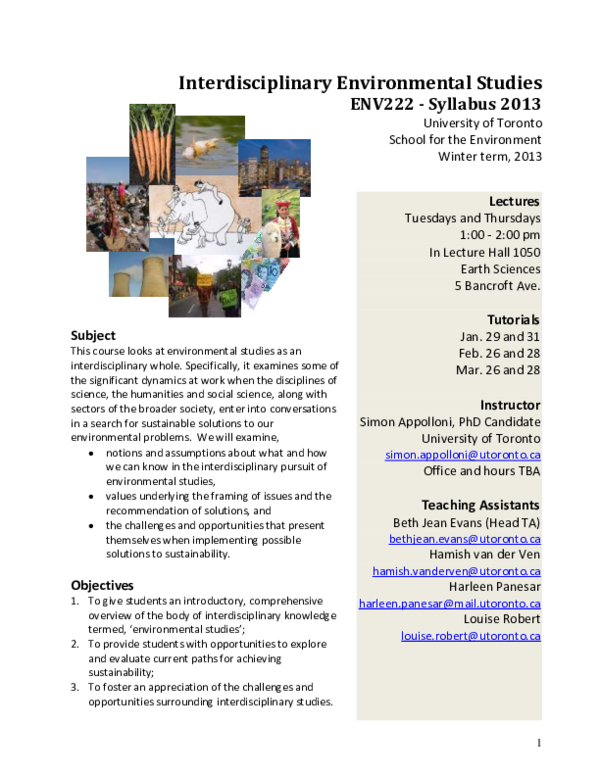 (PDF) Interdisciplinary Environmental Studies