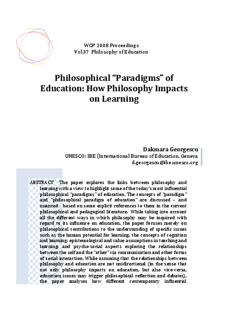 (PDF) Philosophical "Paradigms" of Education: How Philosophy impacts on ...