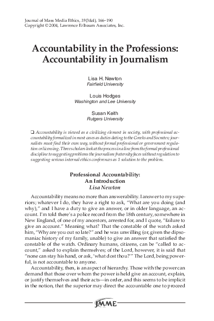 Accountability in the Professions; Accountability in Journalism