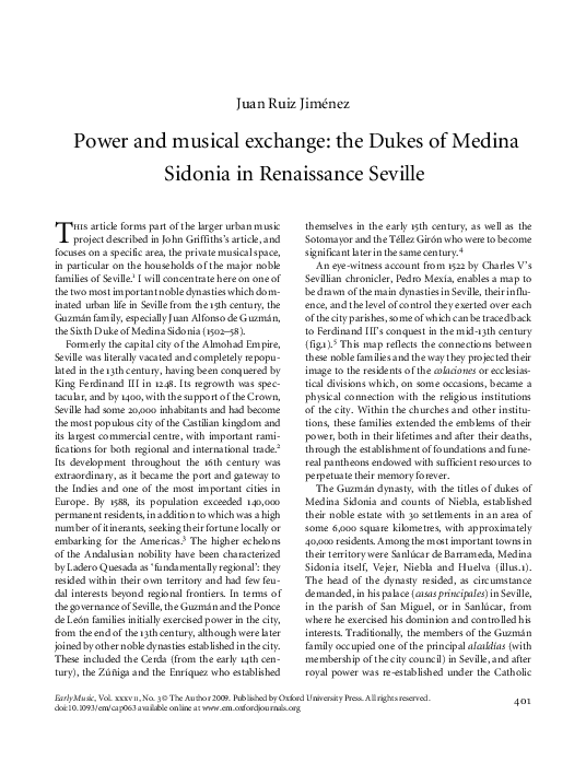 Power and musical exchanges: the Dukes of Medina Sidonia in Renaissance ...