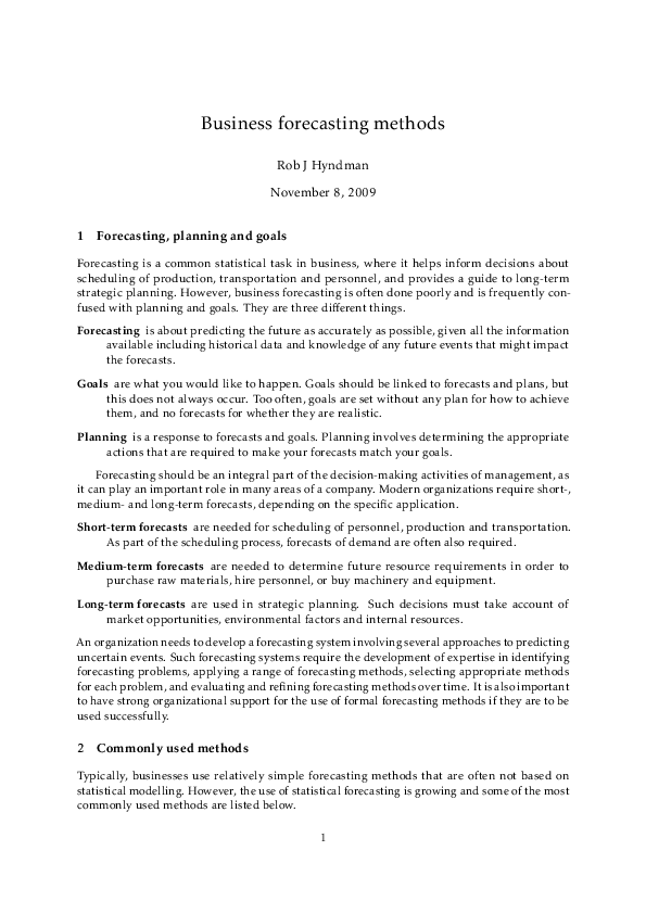 (PDF) Business forecasting methods