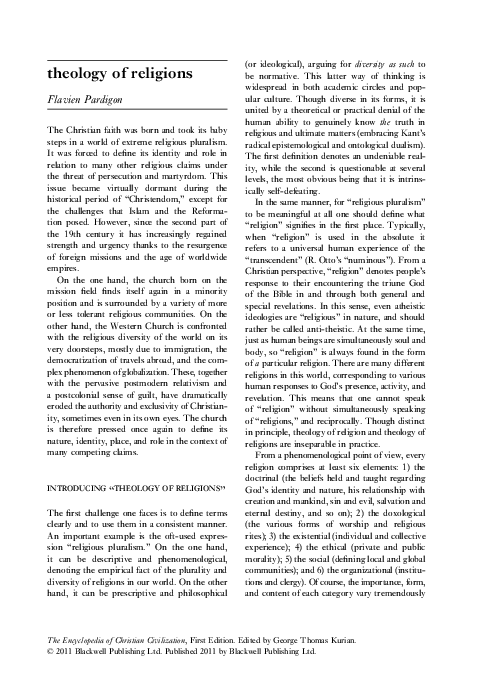 (PDF) Theology of Religions