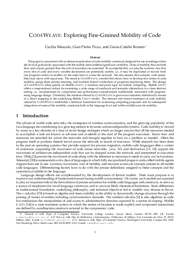 (PDF) CodeWeave: Exploring fine-grained mobility of code