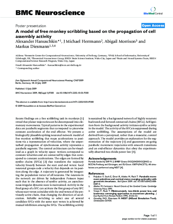 (PDF) A model of free monkey scribbling based on the propagation of ...