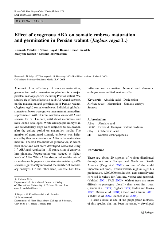 (PDF) Effect of exogenous ABA on somatic embryo maturation and ...