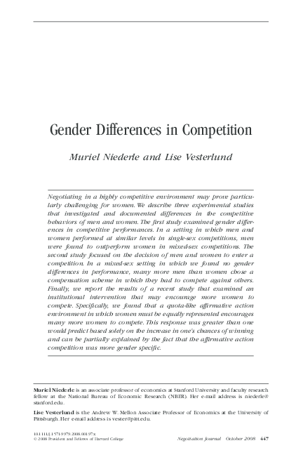 (PDF) Gender differences in competition