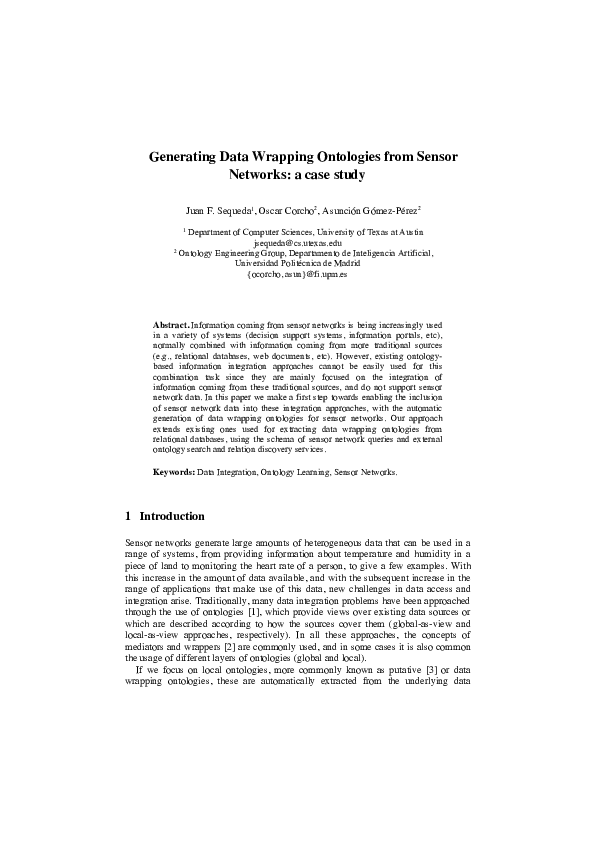 (PDF) Generating data wrapping ontologies from sensor networks: A case study