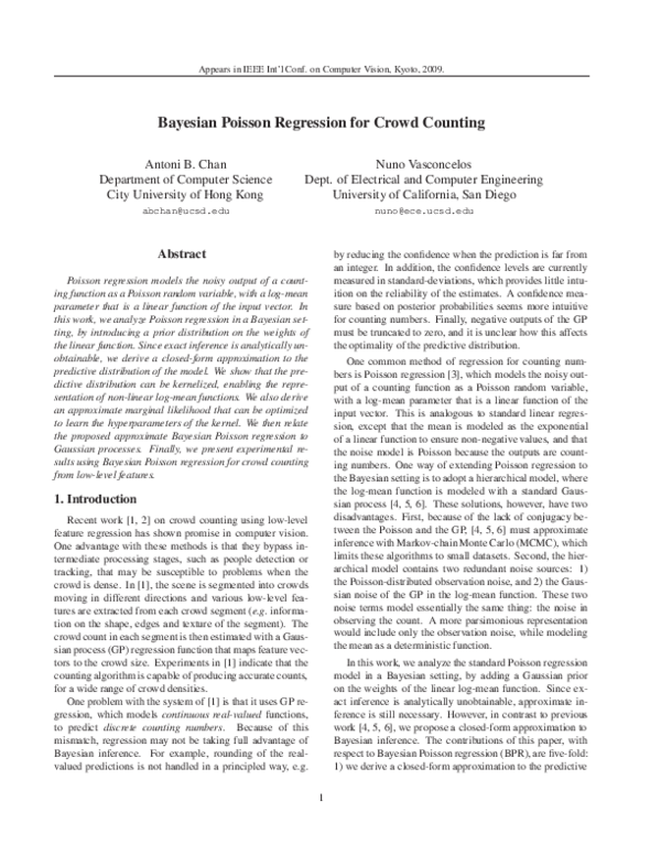 Pdf Bayesian Poisson Regression For Crowd Counting