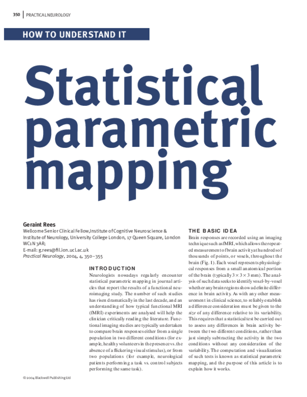(PDF) Statistical parametric mapping