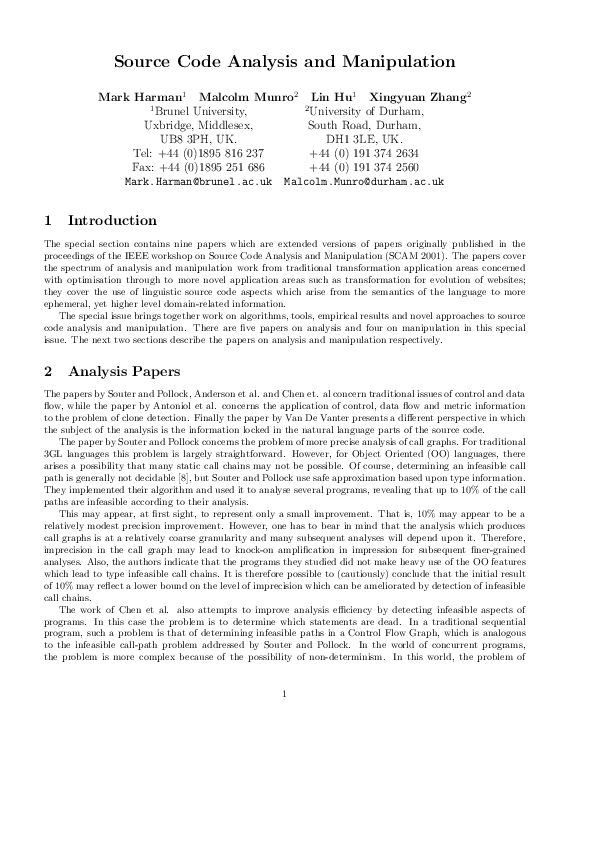 (PDF) Source code analysis and manipulation