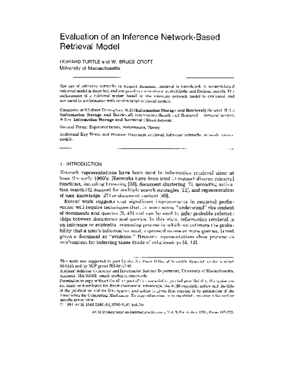 (PDF) Evaluation of an inference network-based retrieval model