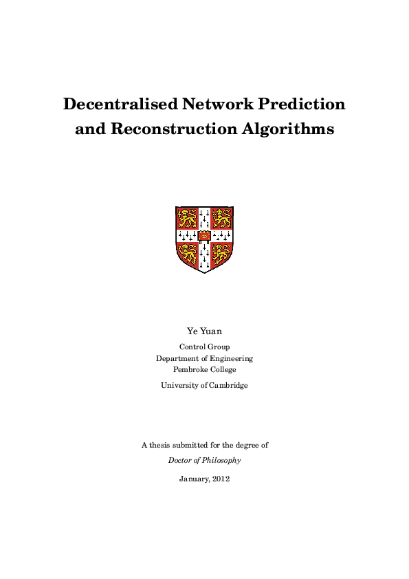 (PDF) Decentralised network prediction and reconstruction algorithms ...