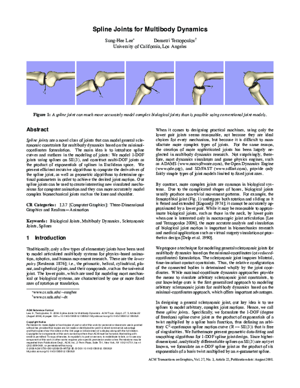 (PDF) Spline joints for multibody dynamics