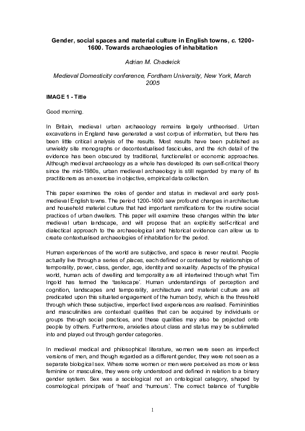 (DOC) Chadwick, A.M. 2005. Gender, social spaces and material culture ...