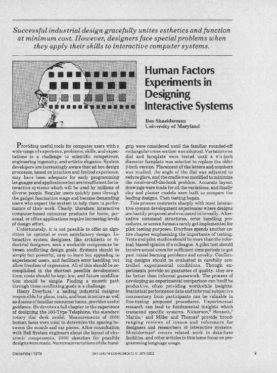 (PDF) Human factors experiments in designing interactive systems