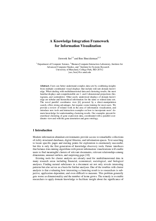 (PDF) A knowledge integration framework for information visualization