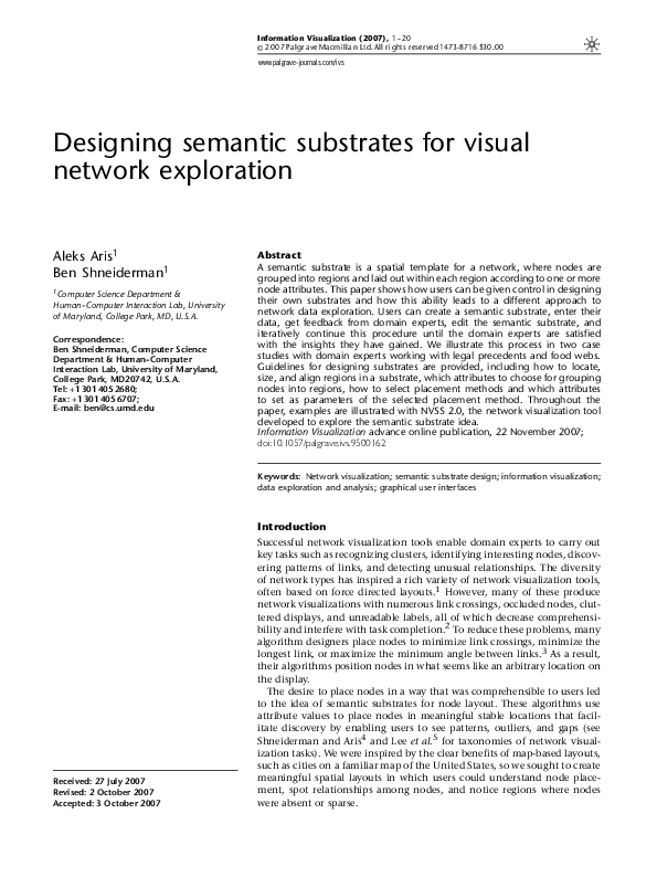 (PDF) Designing semantic substrates for visual network exploration