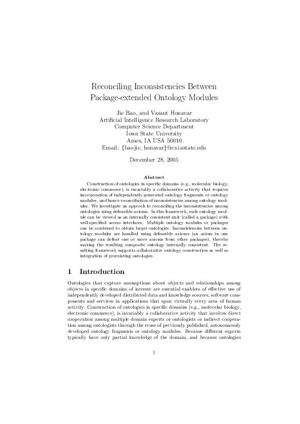 (PDF) Reconciling inconsistencies between packageextended ontology modules