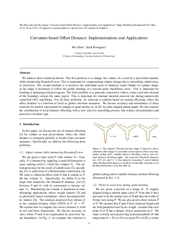 Pdf Curvature Based Offset Distance Implementations And Applications
