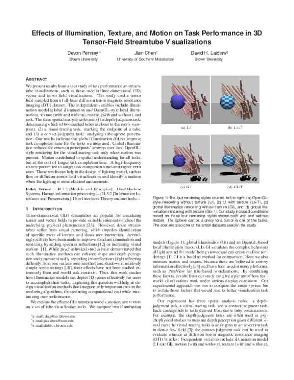 (PDF) Effects of illumination, texture, and motion on task performance in 3D tensor-field ...