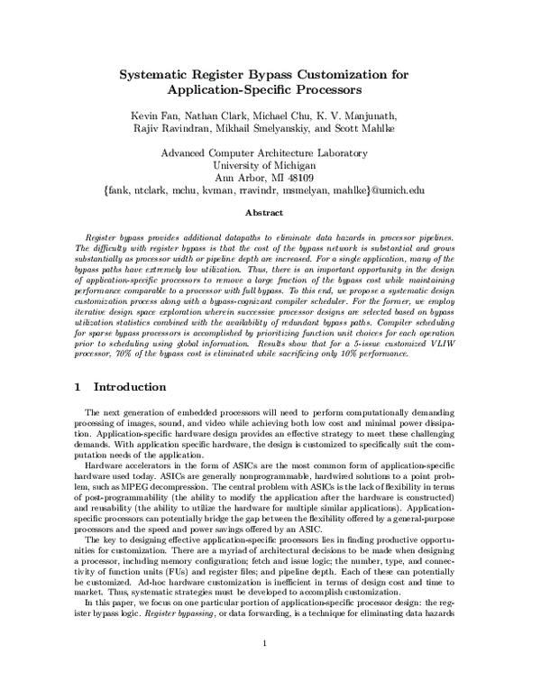 (PDF) Systematic register bypass customization for application-specific processors