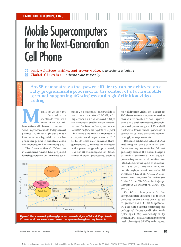 (PDF) Mobile supercomputers for the next-generation cell phone